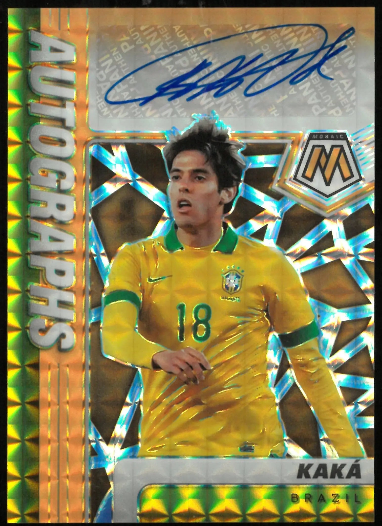 Kaka Autograph Card - 2021-22 Mosaic FIFA Gold Orange /50