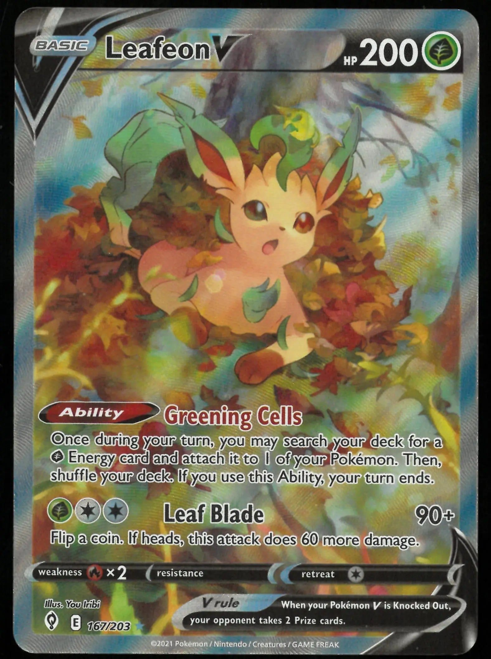 Buy a 2021 Pokemon SWSH Evolving Skies FA Leafeon V 167/203