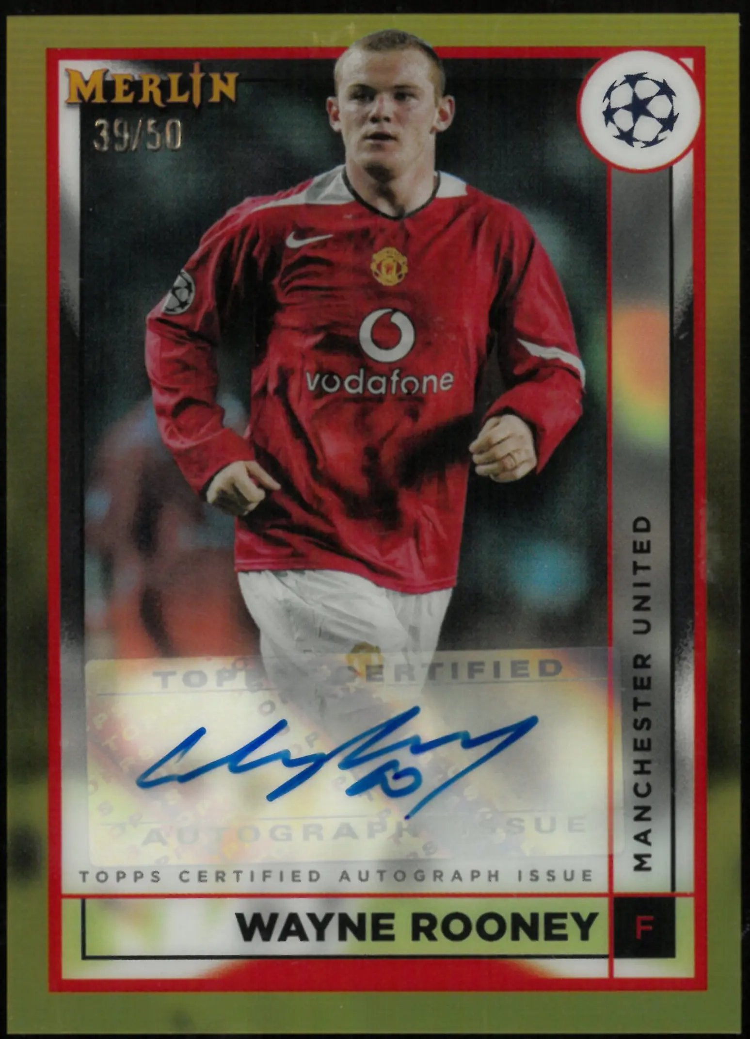 2022-23 Topps Merlin UCC Wayne Rooney Gold Auto Autograph /50
