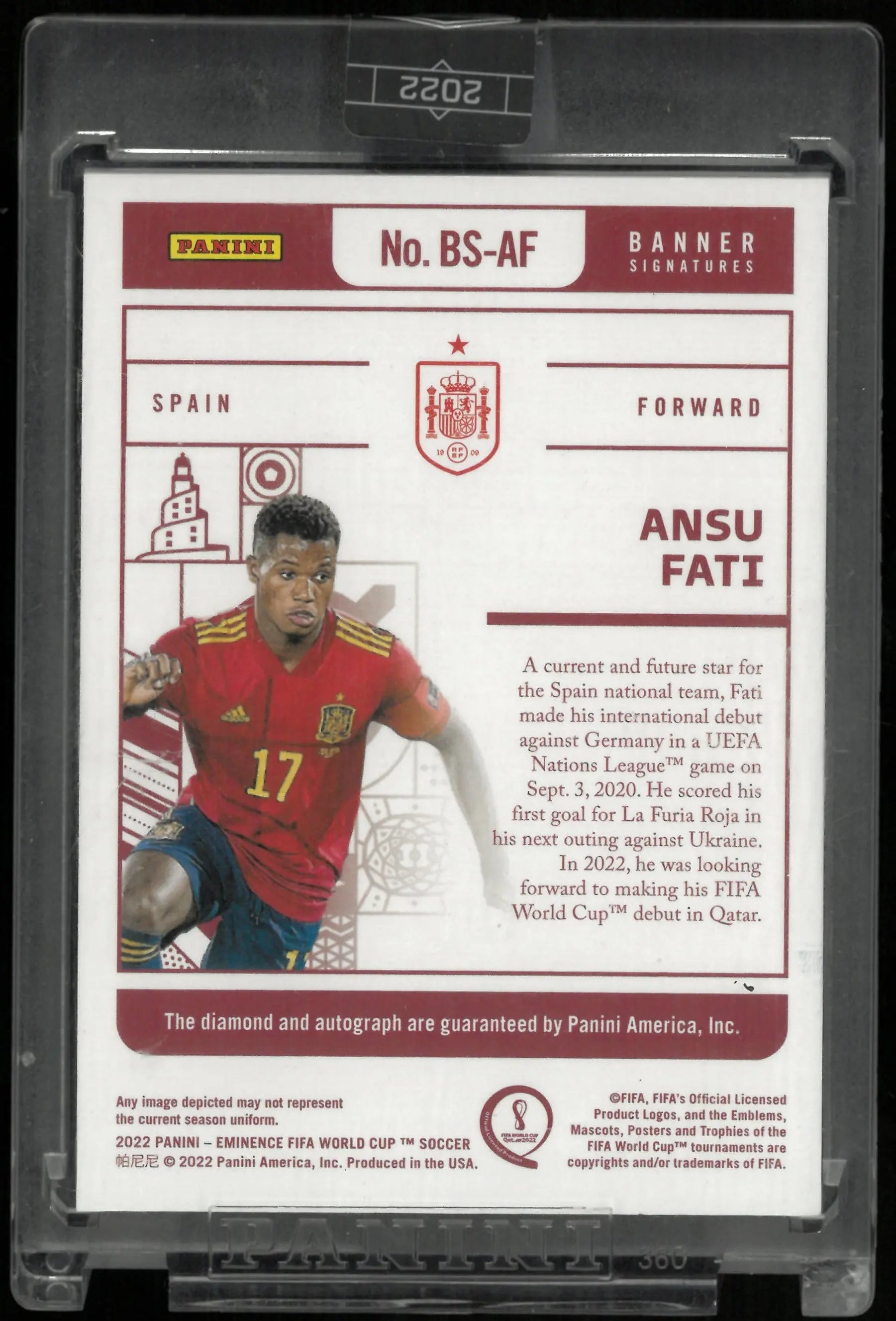 2022 Eminence FIFA World Cup Ansu Fati Diamond Banner Relic Auto /10