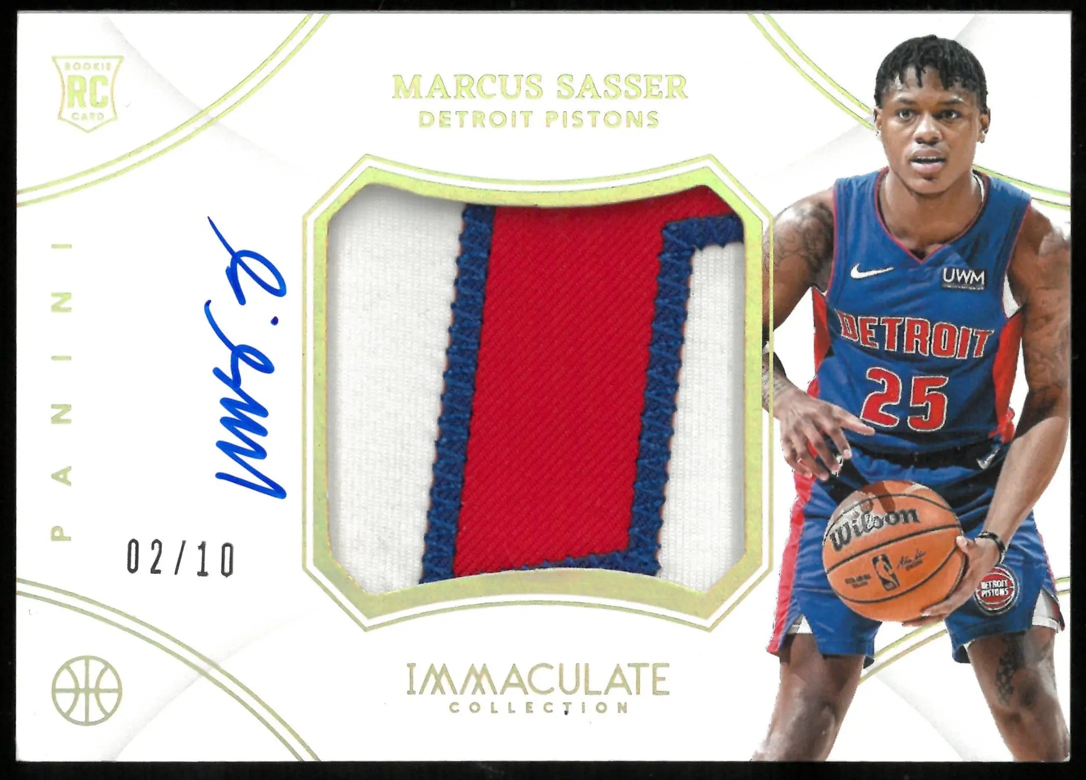 2023-24 Immaculate Marcus Sasser RC Gold Foil Patch Auto /10 - Limited ...