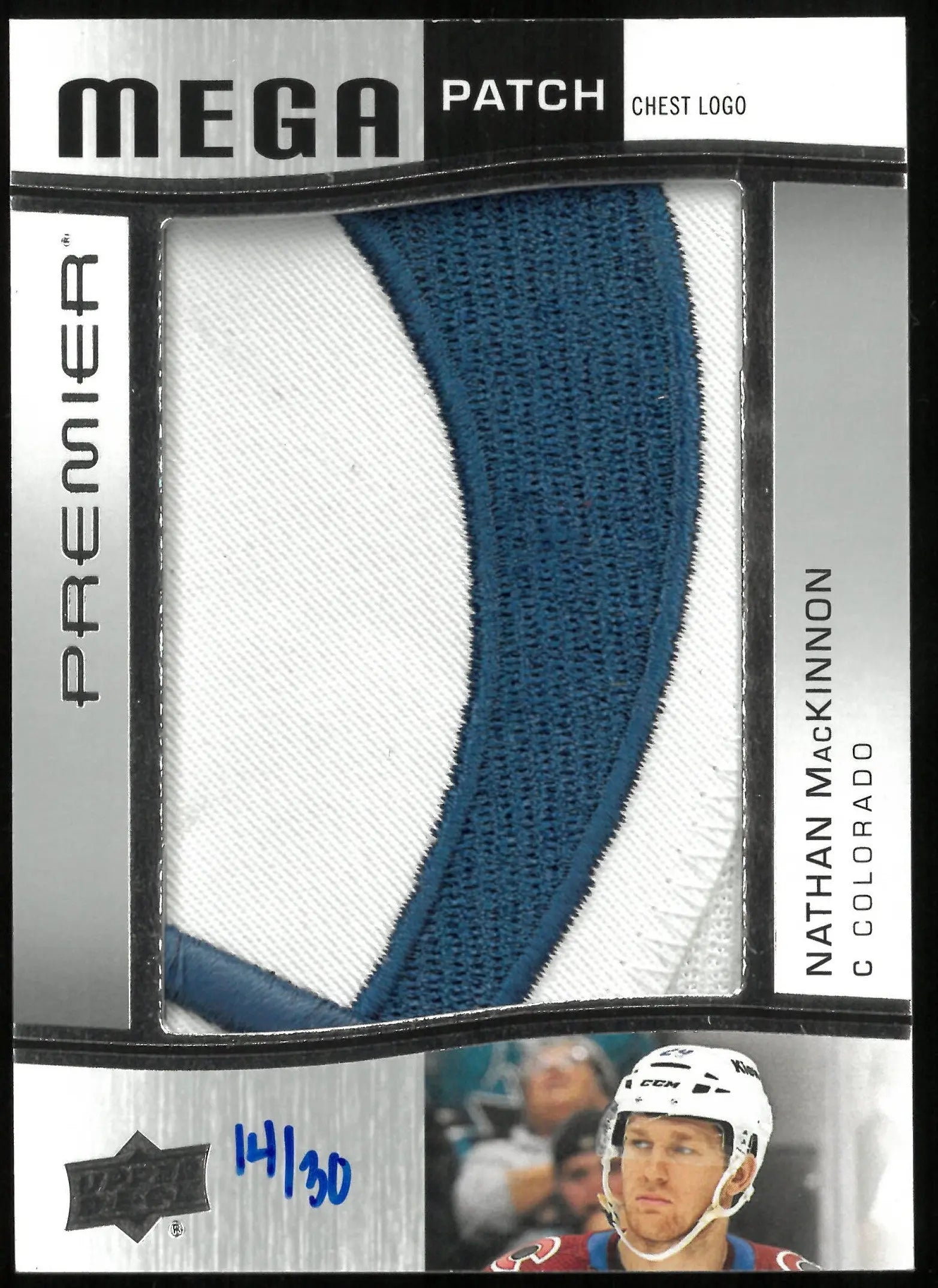 2023-24 UD Premier Nathan MacKinnon Mega Patch Chest Logo - Limited ...