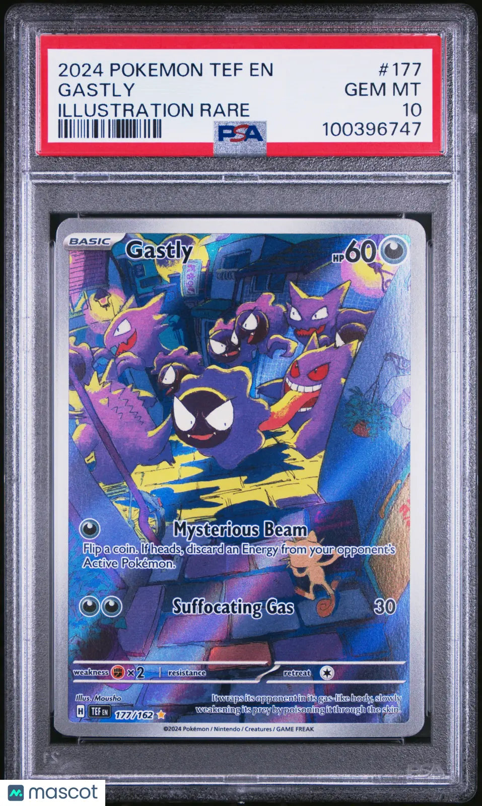 2024 Pokemon Temporal Forces Gastly #177 Illustration Rare PSA 10