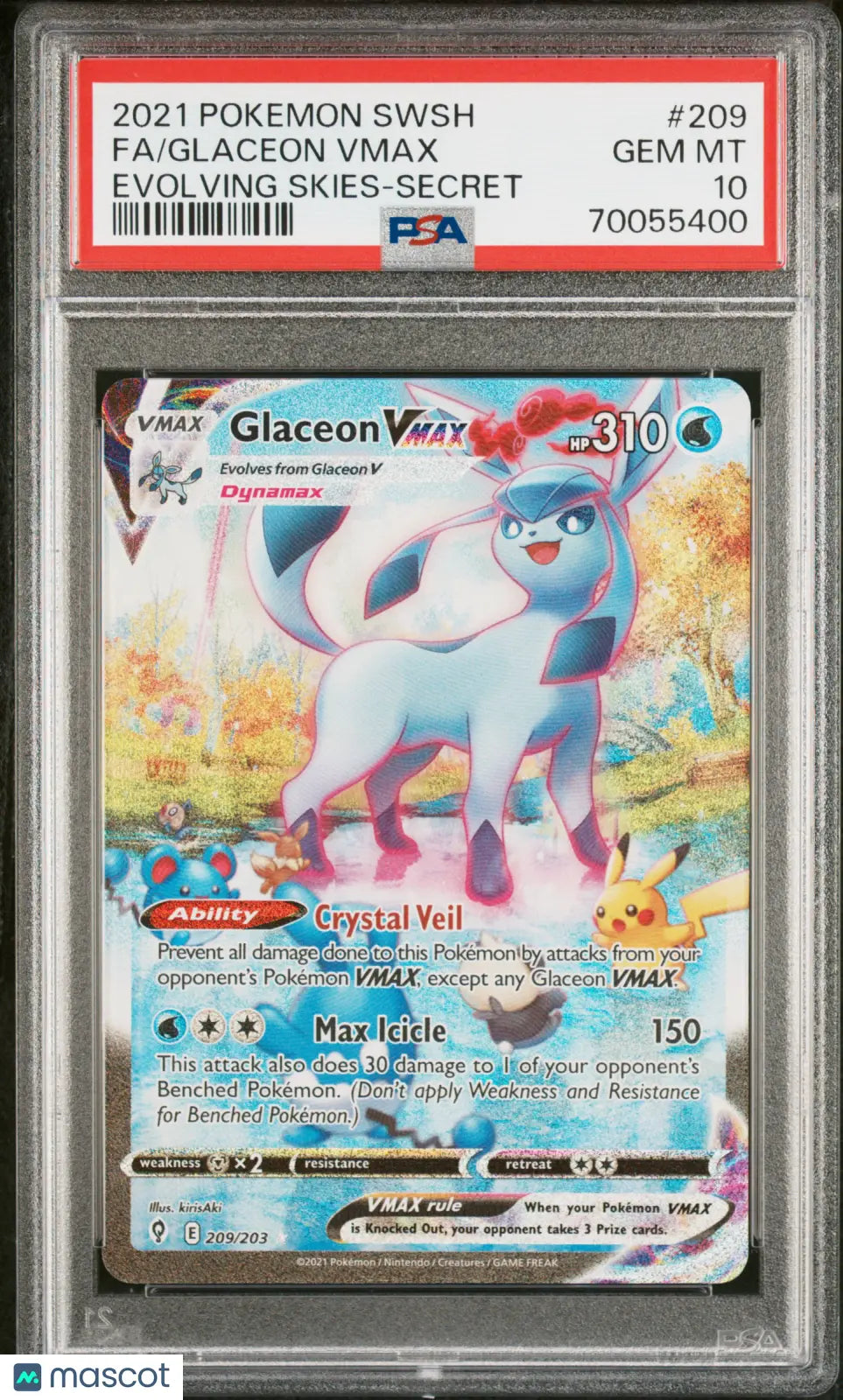 Glaceon VMAX Evolving Skies PSA 10 - Secret Rare 2021 Card